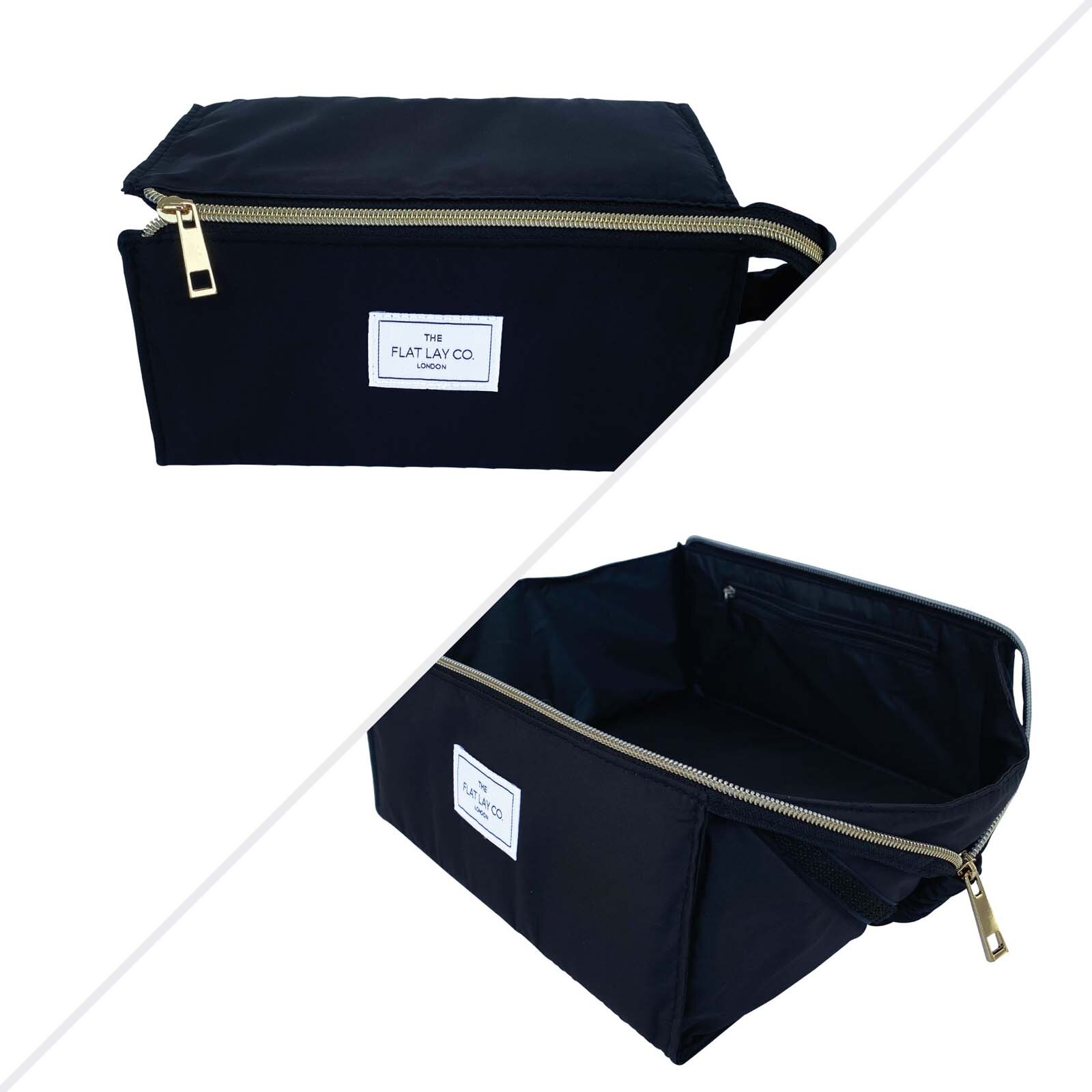 The Flat Lay Co. Open Flat Makeup Box Bag Classic Black | SEPHORA UK