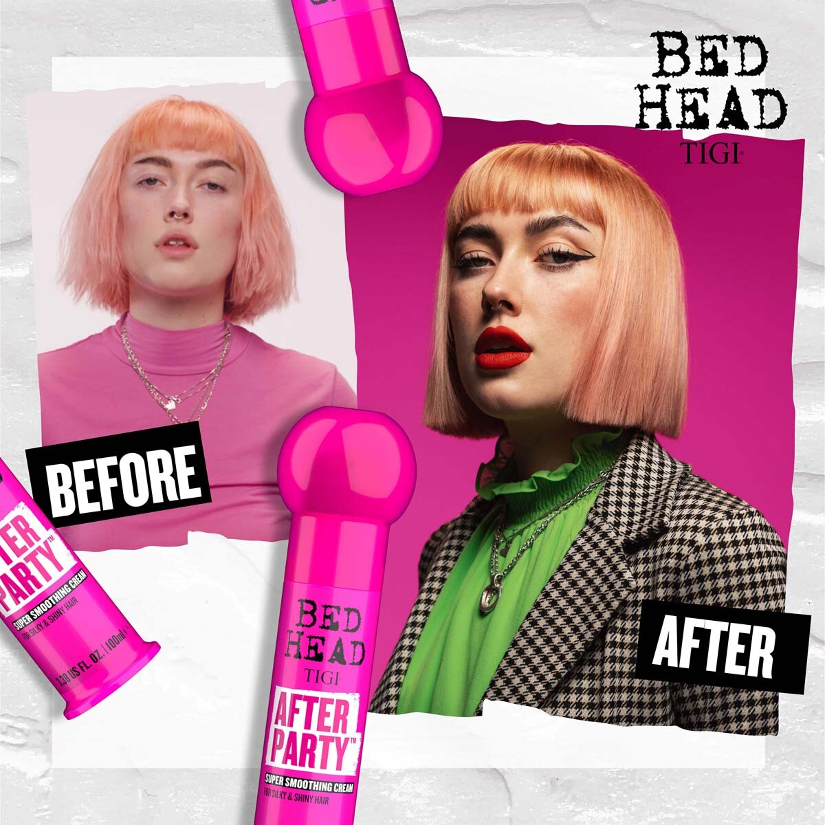 Bed Head by TIGI After Party Smoothing Cream for Shiny Hair Travel Size ...